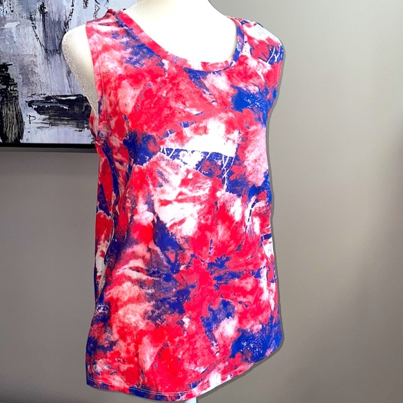 Miken | Tops | Miken Flow Red Blue Tie Dye Top | Poshmark